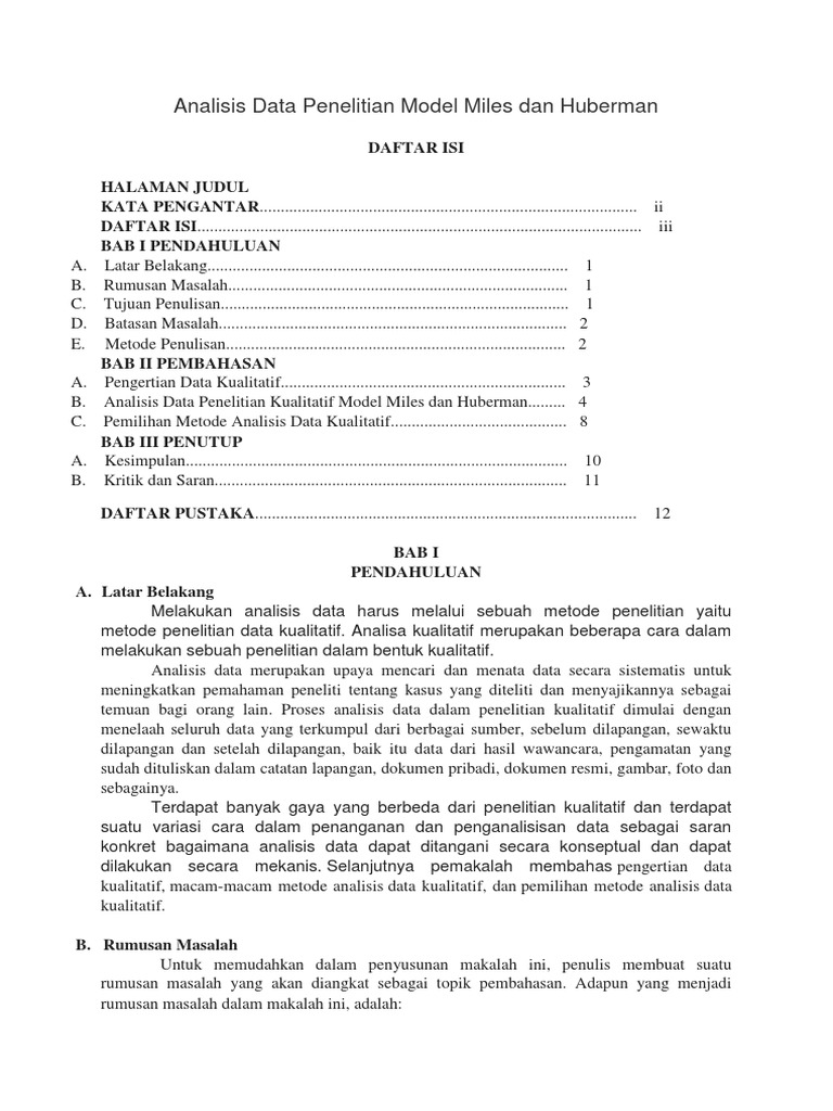 Analisis Data Kualitatif Miles & Huberman | PDF