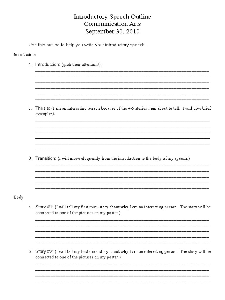 Introductory Speech Outline | PDF | Communication