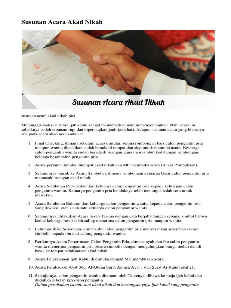 Susunan Acara Akad Nikah | PDF