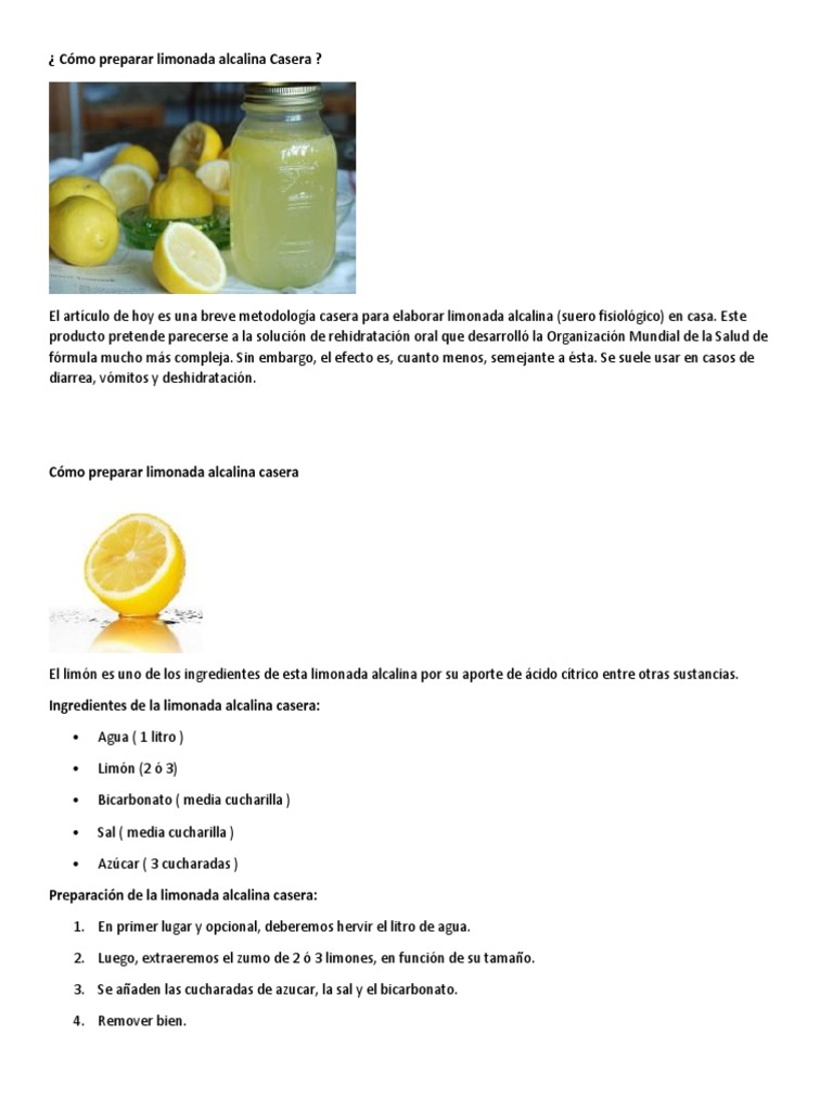 Cómo Preparar Limonada Alcalina Casera | PDF | Cocina, comidas y vino