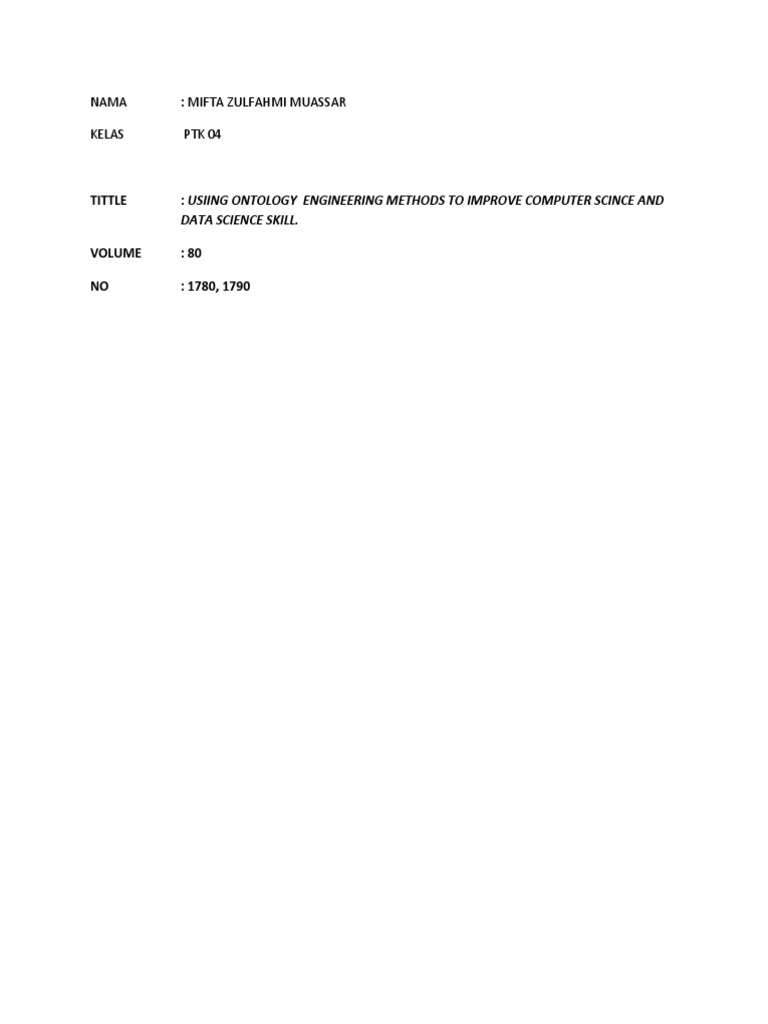 Tittle: Usiing Ontology Engineering Methods To Improve Computer Scince and | PDF