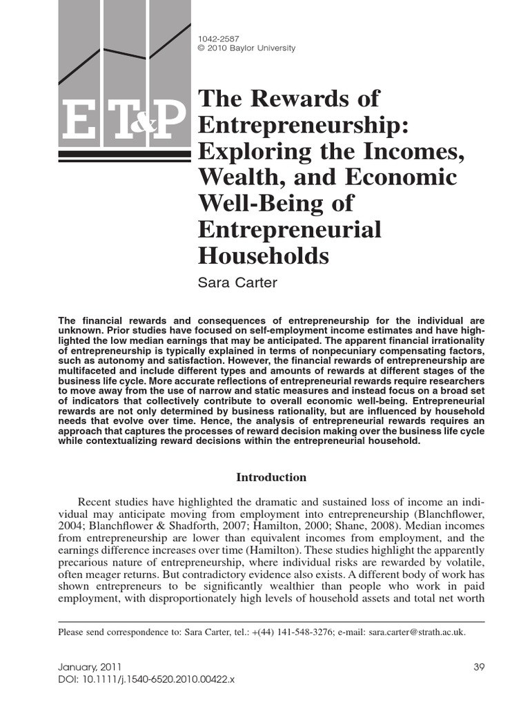 Rewards of Entrepreneurship | PDF | Entrepreneurship | Self Employment