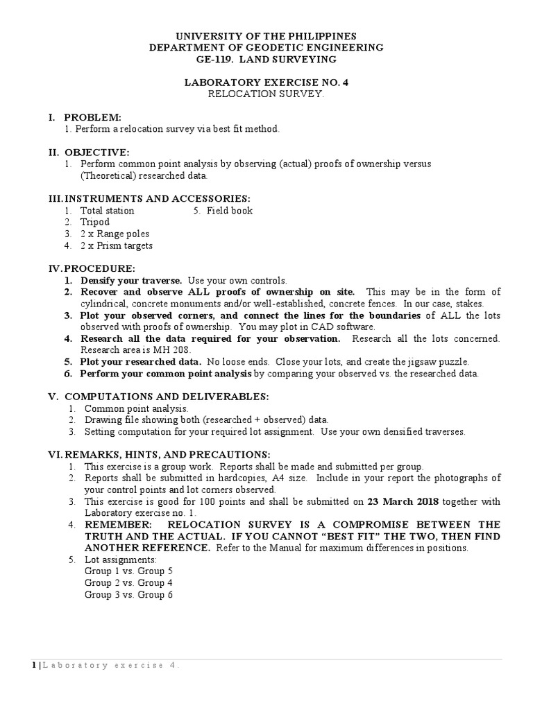 Relocation Survey | PDF | Surveying | Science And Technology