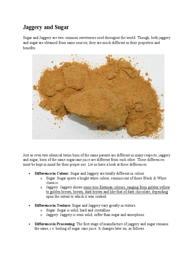 Jaggery and Sugar | PDF | Sugar | Diet & Nutrition