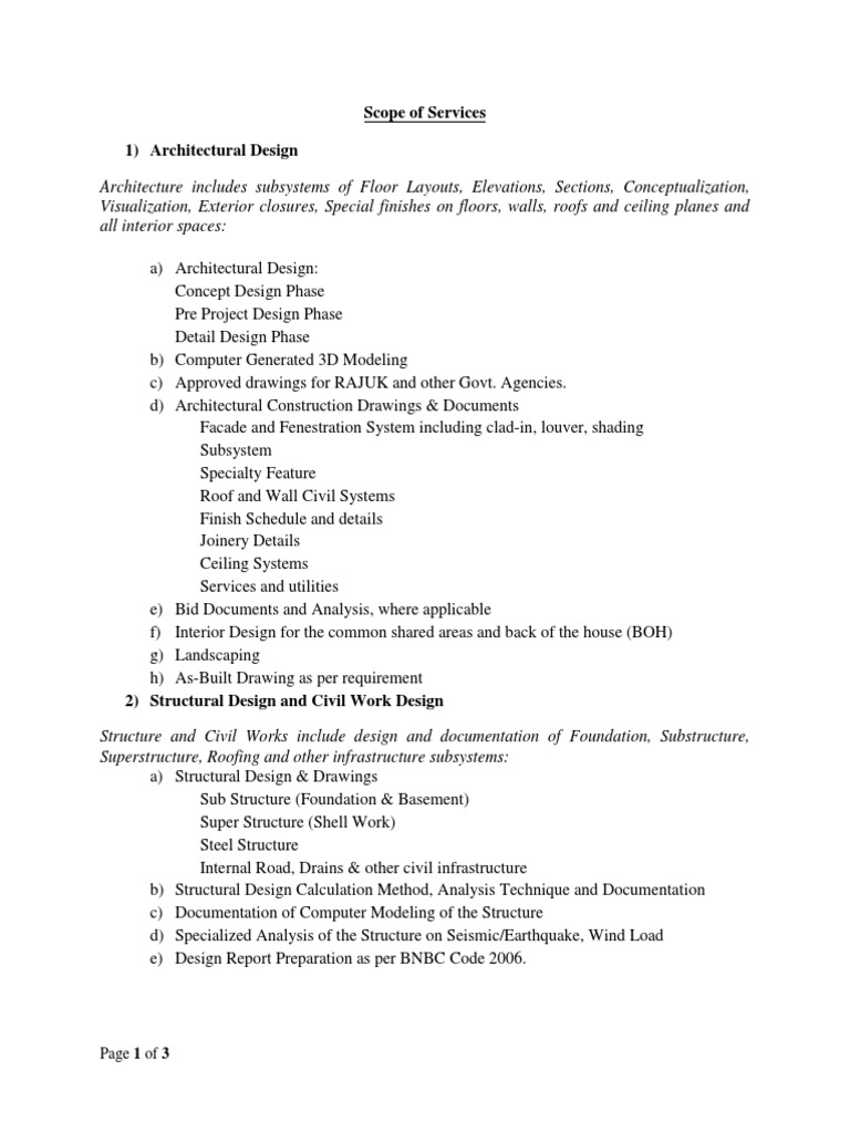 Scope of Services 1) Architectural Design | PDF | Security Alarm ...