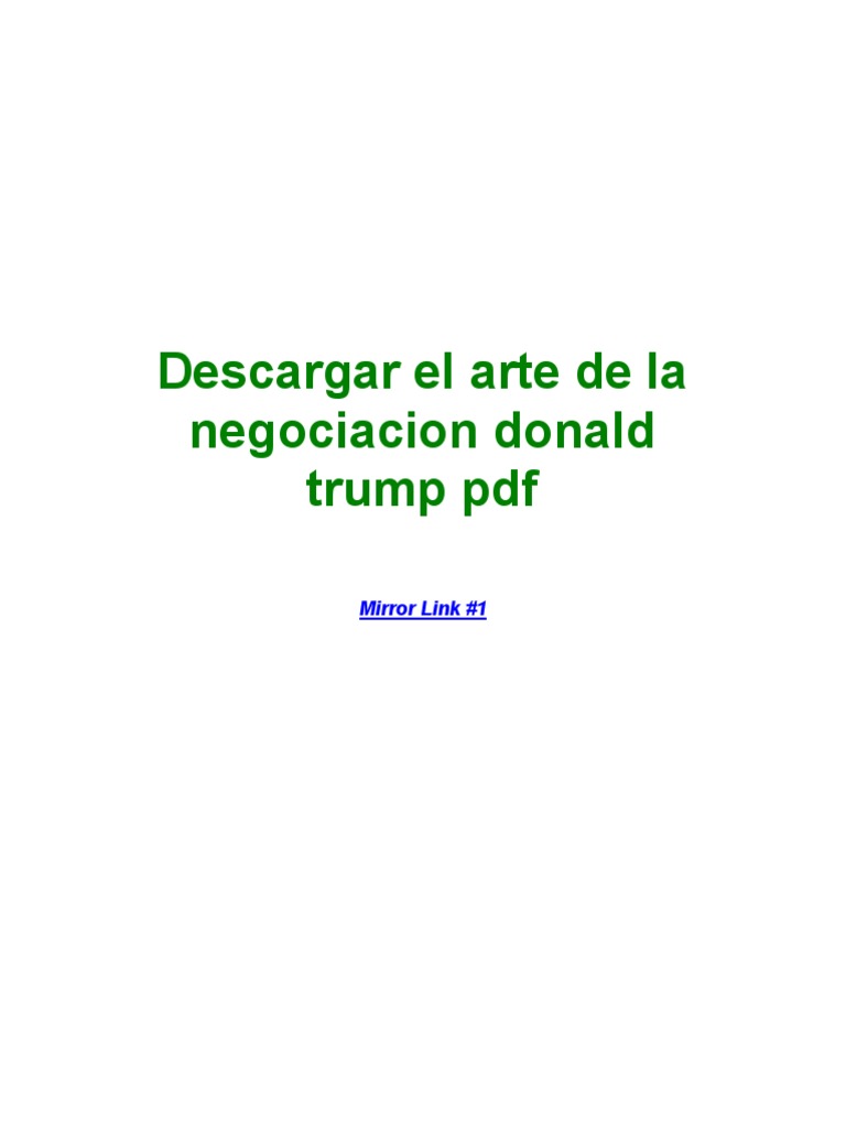 Descargar El Arte de La Negociacion Donald Trump PDF | PDF | Digital ...