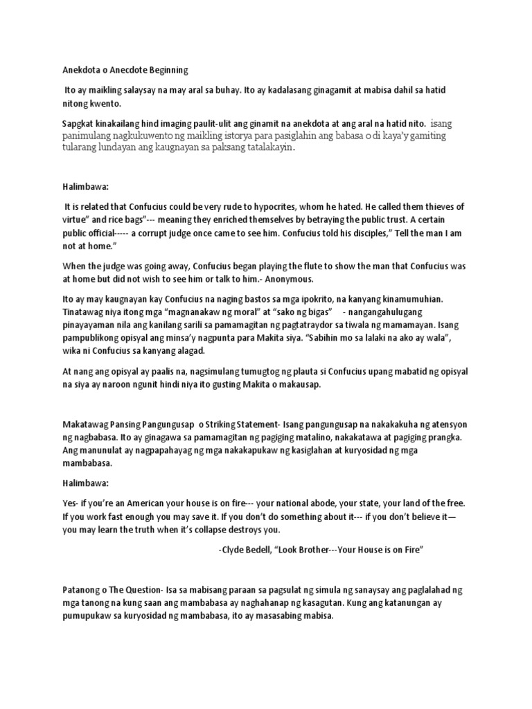 Anekdota o Anecdote Beginning | PDF