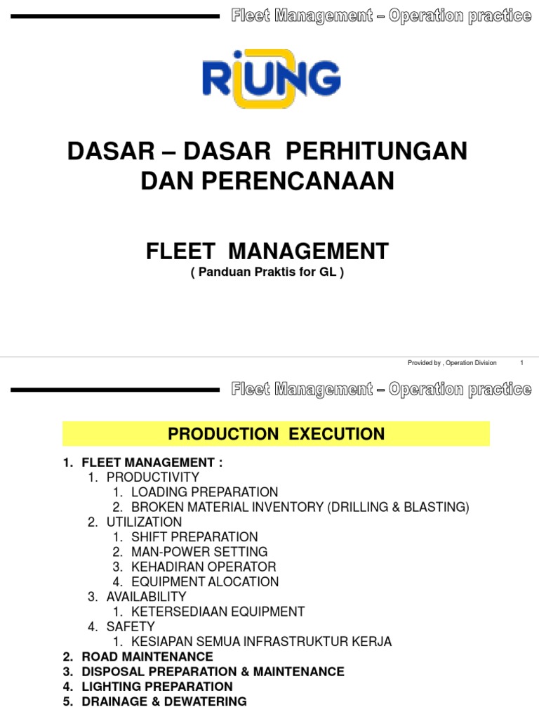 Guidelines For Effective Fleet Management Planning And Monitoring In