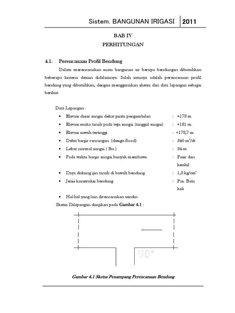 PERHITUNGAN ELEVASI DAN PROFIL BENDUNG | PDF