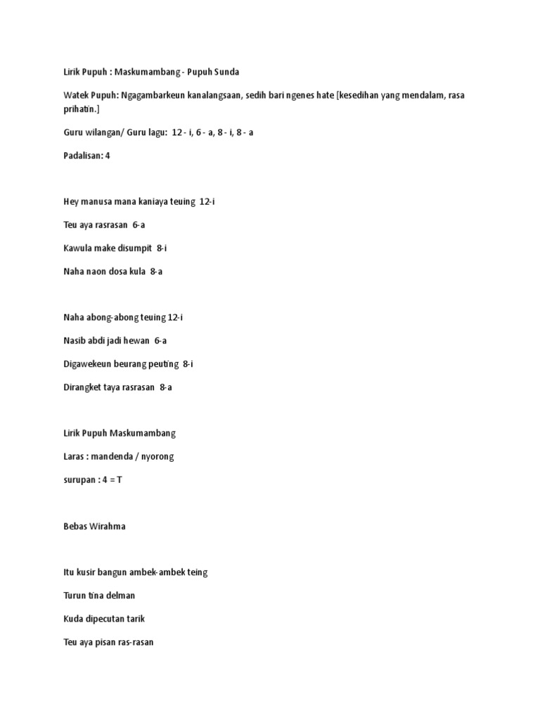 Pupuh Maskumambang | PDF