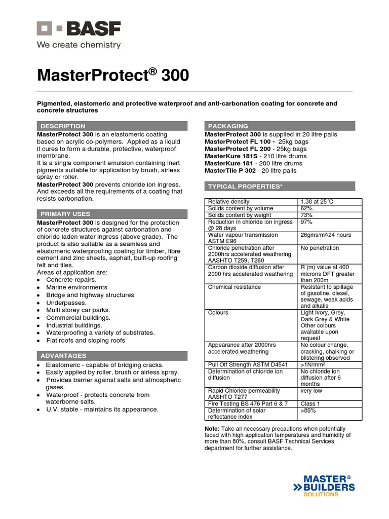 Basf Masterprotect 300 Tds | PDF | Concrete | Rain