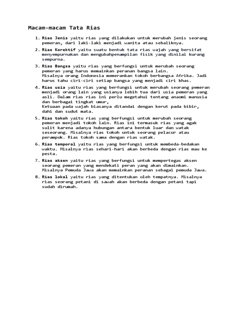 Jenis-jenis Tata Rias dan Fungsinya | PDF