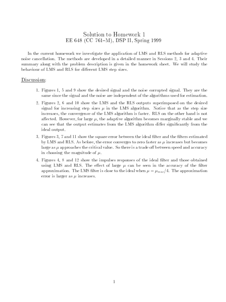 Solution To Homework 1 | PDF | Digital Signal Processing | Systems Theory