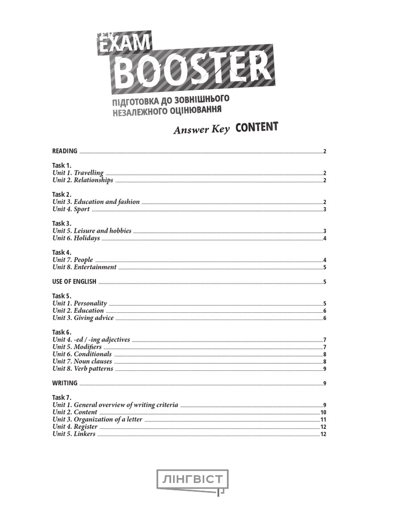 Exam Booster. Preparation For B2+ LevelExams SB AnswerKey | PDF