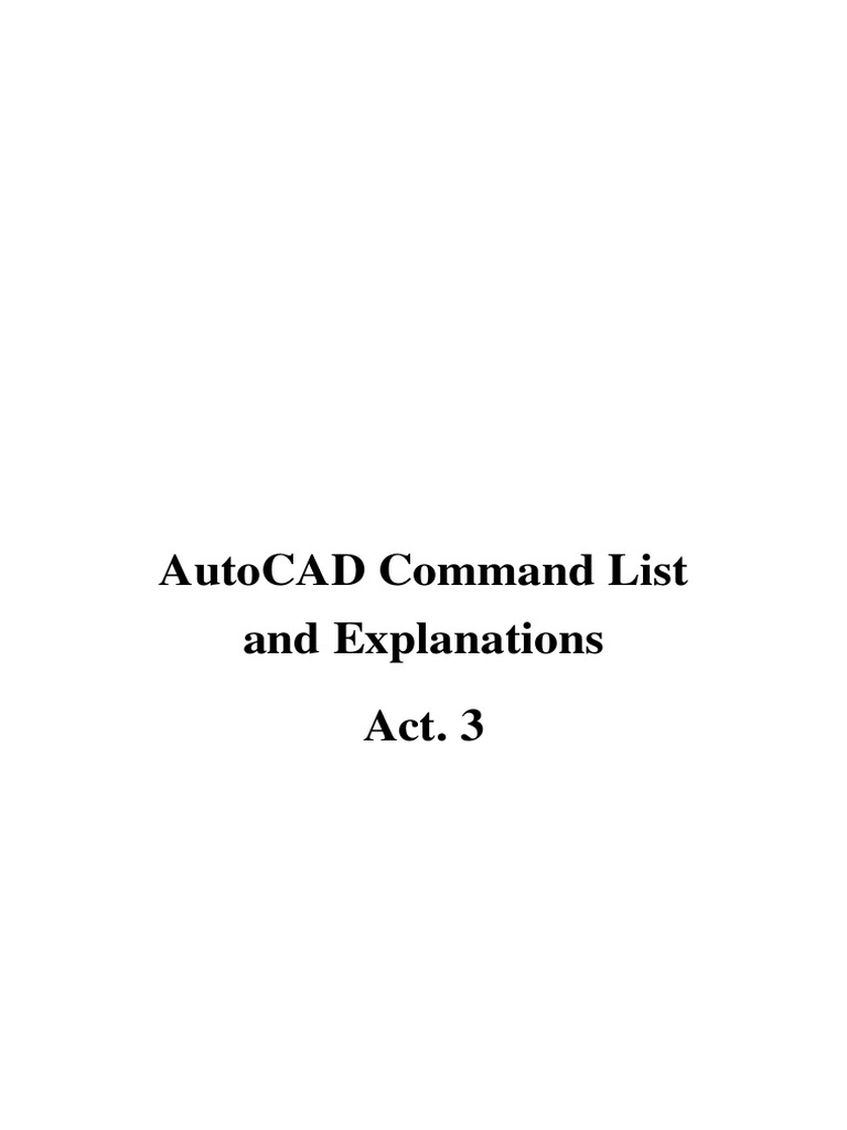 Autocad Commands - Act 3 | PDF | Cartesian Coordinate System | Angle