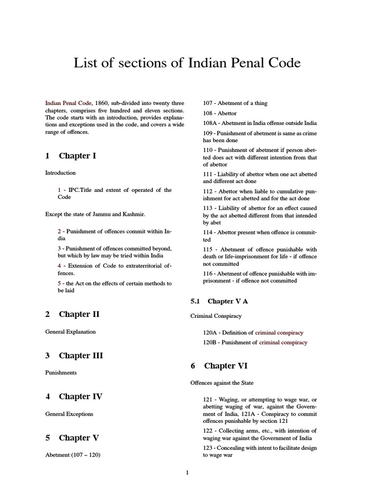List of Sections of Indian Penal Code | PDF | Defamation | Criminal Justice