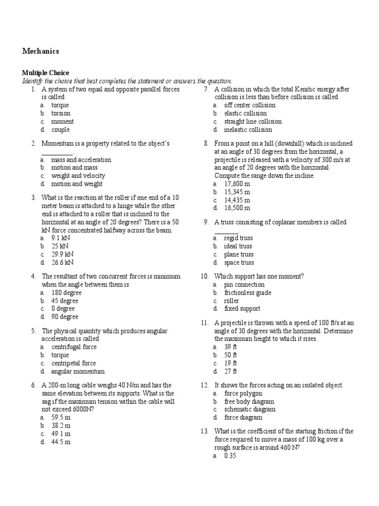 Mech A | PDF | Collision | Acceleration