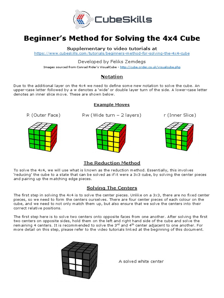 Beginner's Guide to Solving 4x4 Cube | PDF | Teaching Mathematics