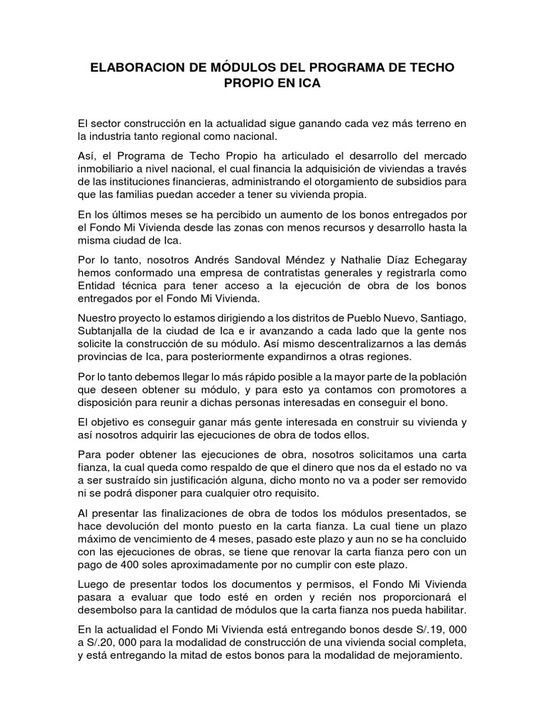 Estrategia para la ejecución de módulos habitacionales a través del ...