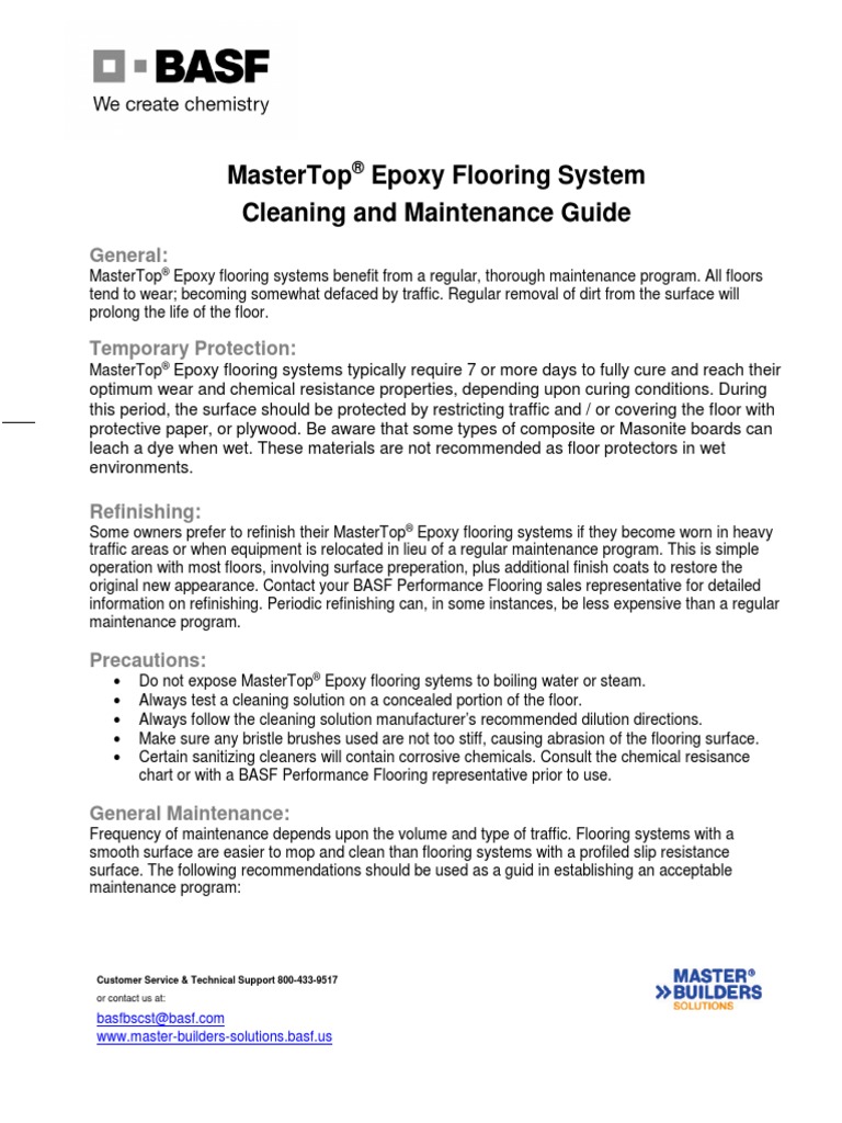 MasterTop Epoxy Cleaning Instructions | Download Free PDF | Flooring ...