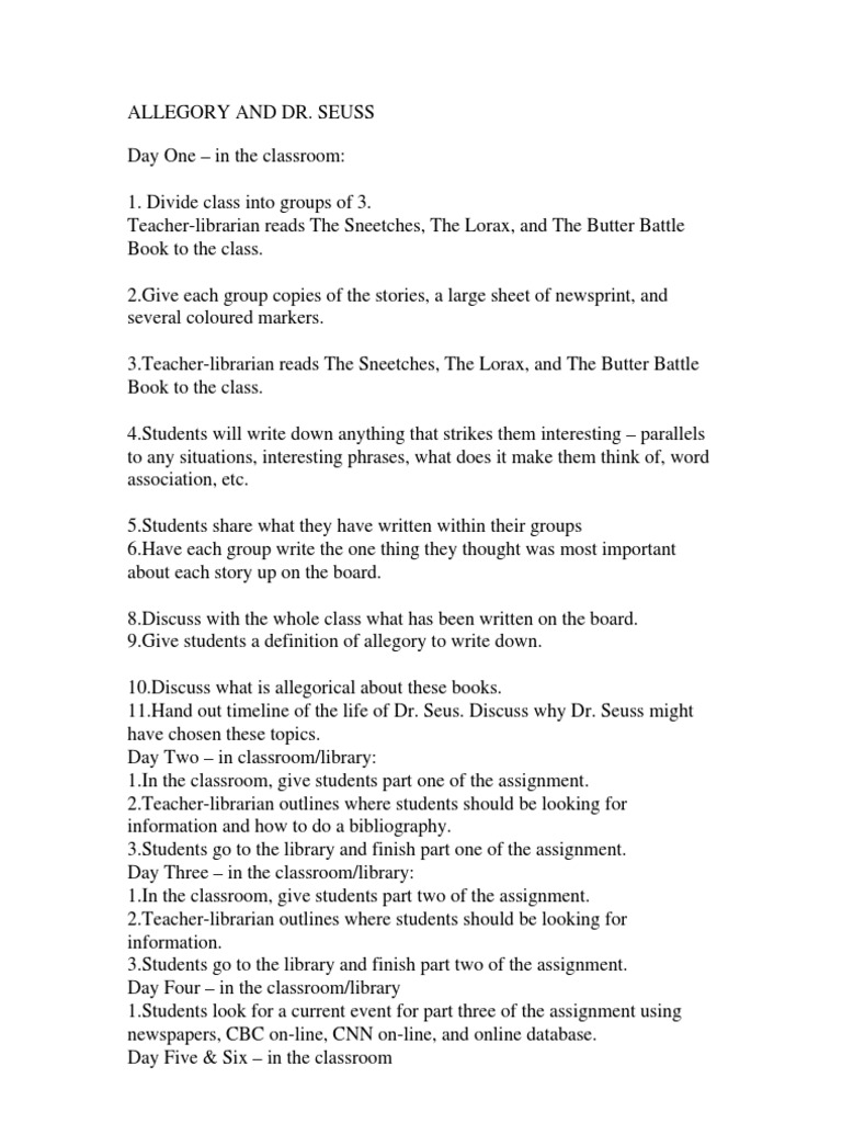 English 10 Seuss | PDF | Allegory | Dr. Seuss