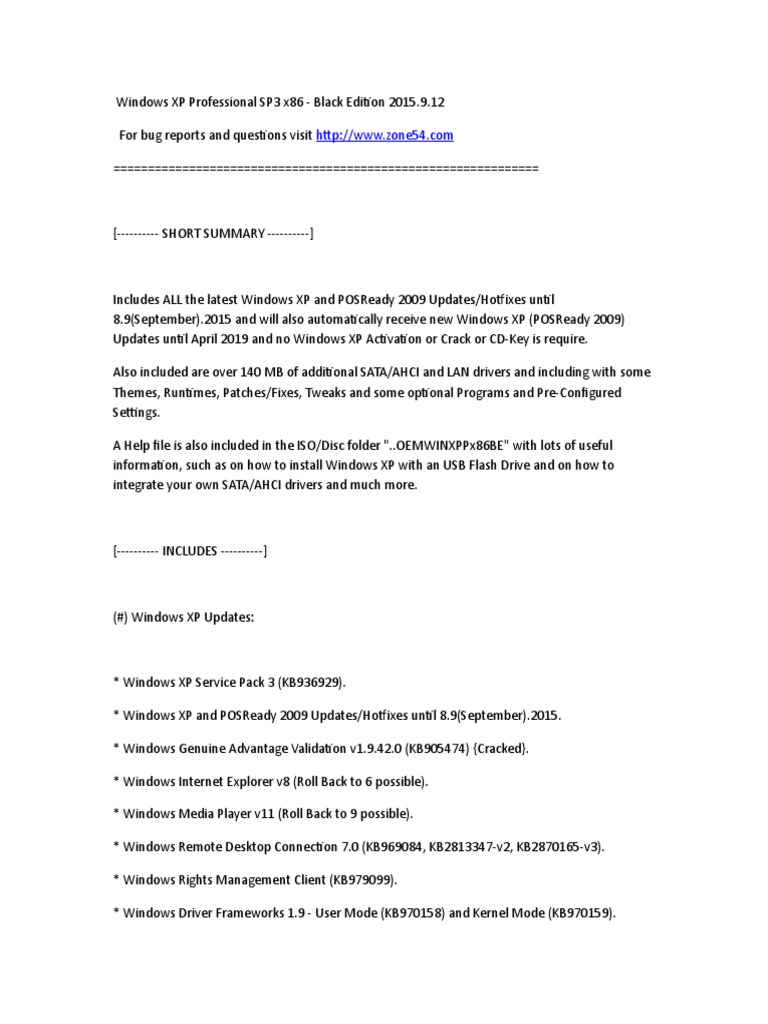 Windows XP Professional SP3 Black Edition | PDF | Windows Xp ...