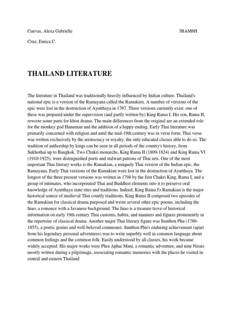 Thailand Literature | Thailand | Poetry