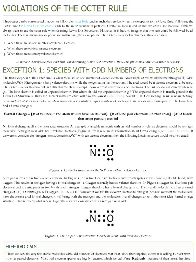 Violations of The Octet Rule - Chemistry Libretexts | PDF | Chemical ...