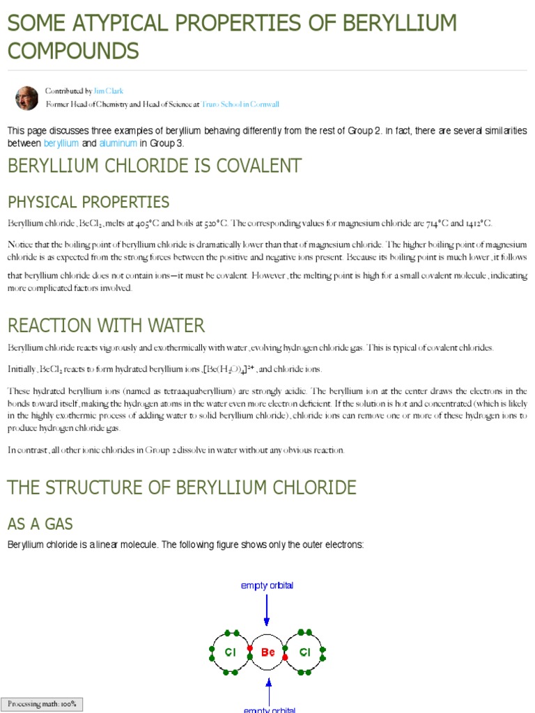 Some Atypical Properties of Beryllium Compounds - Chemistry Libretexts ...
