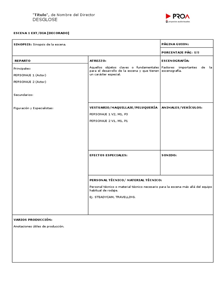 Desglose Por Escenas | PDF