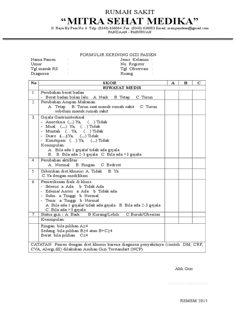 Lembar Skrining Pasien | PDF