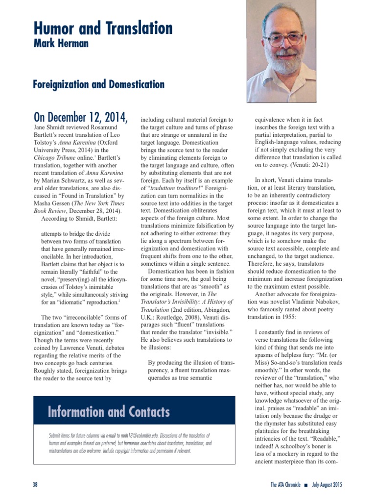 4407 38 Humor Translation Column | PDF | Anna Karenina | Translations