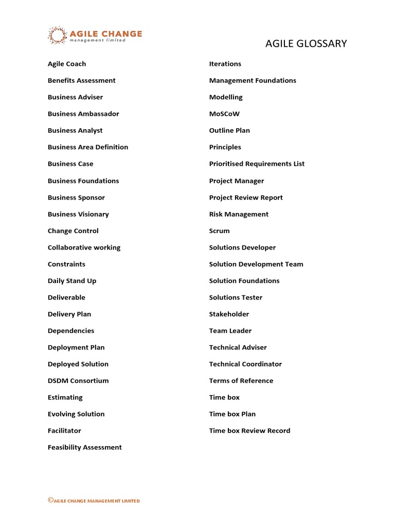 Agile Glossary | PDF | Agile Software Development | Scrum (Software ...