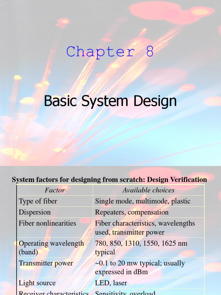 Chapter 8 System Design | PDF | Optical Fiber | Decibel