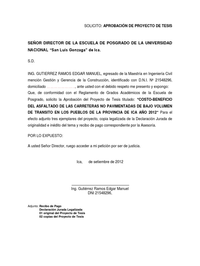 Solicito y Declaracion Jurada | PDF