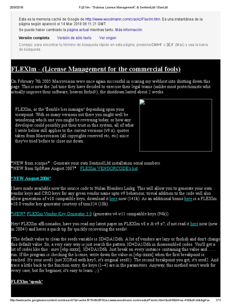 FLEXlm - Dubious License Management - , & SentinelLM - ElanLM | PDF | Security Hacker ...