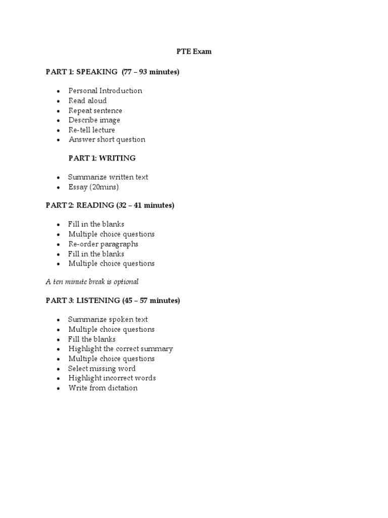 PTE Exam | PDF | Language Arts & Discipline