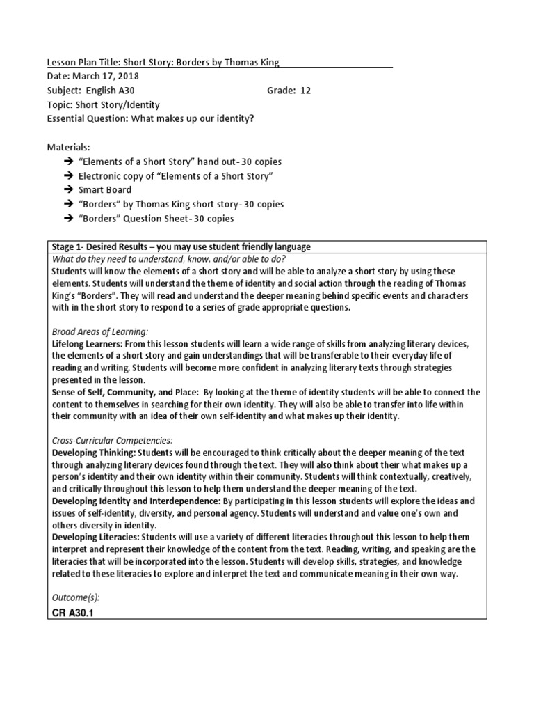Mini Unit Plan Lesson 1 | PDF | Narration | Identity (Social Science)