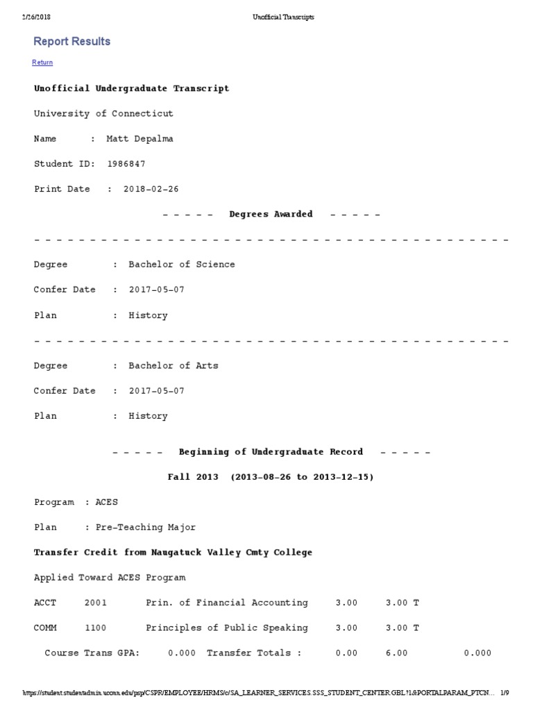 Unofficial Transcript | PDF | Graduate School | Academic Degree