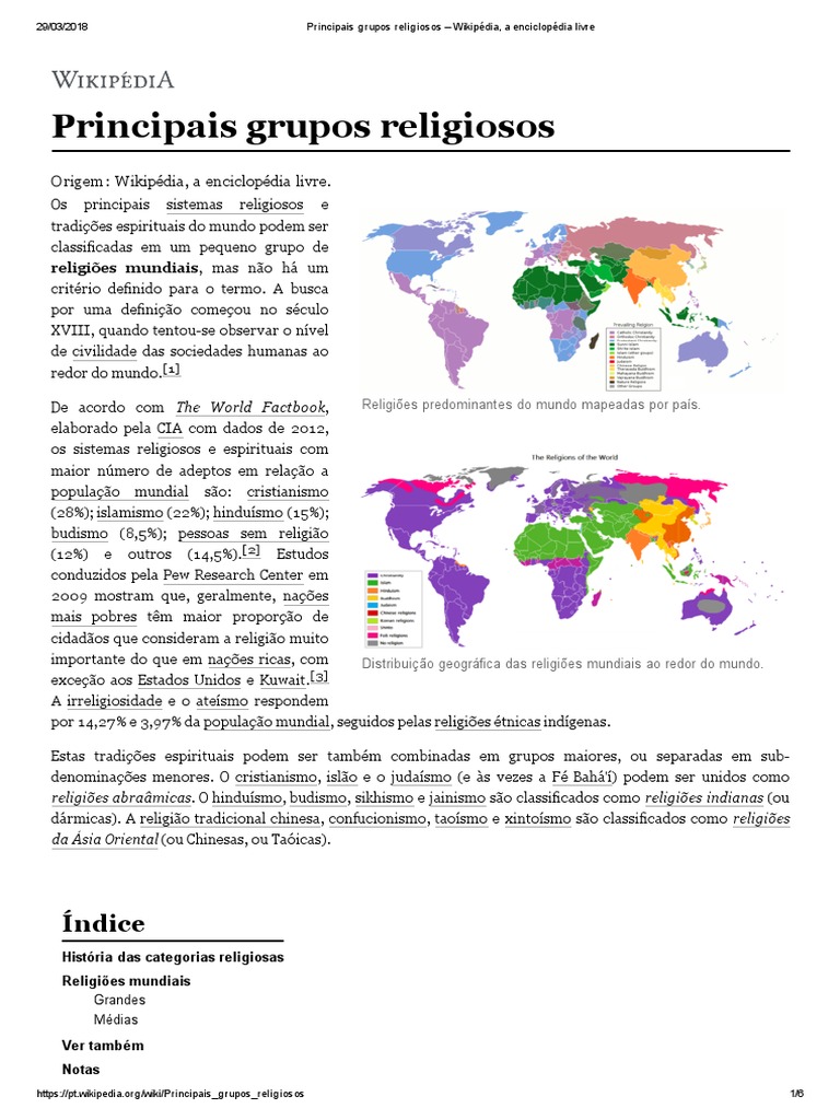 Principais Grupos Religiosos | PDF | Principais grupos religiosos | Fés ...