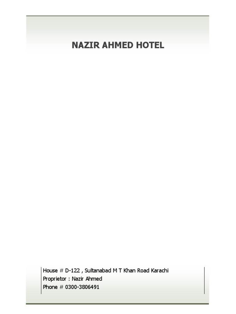 Nazir Ahmed Hotel | PDF