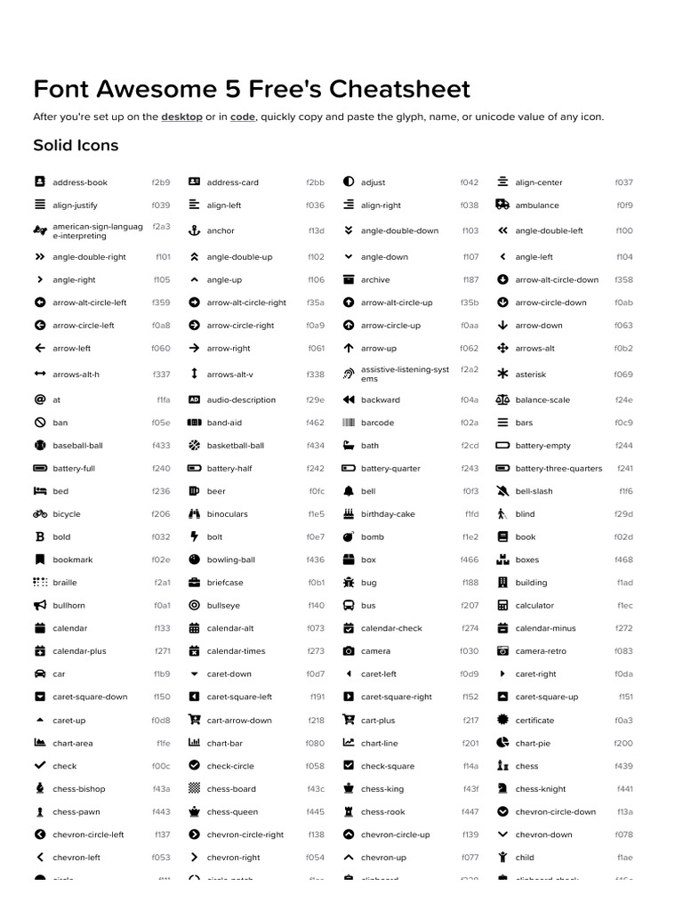 Cheatsheet _ Cheatsheet _ Font Awesome.pdf | Software | Computing And ...