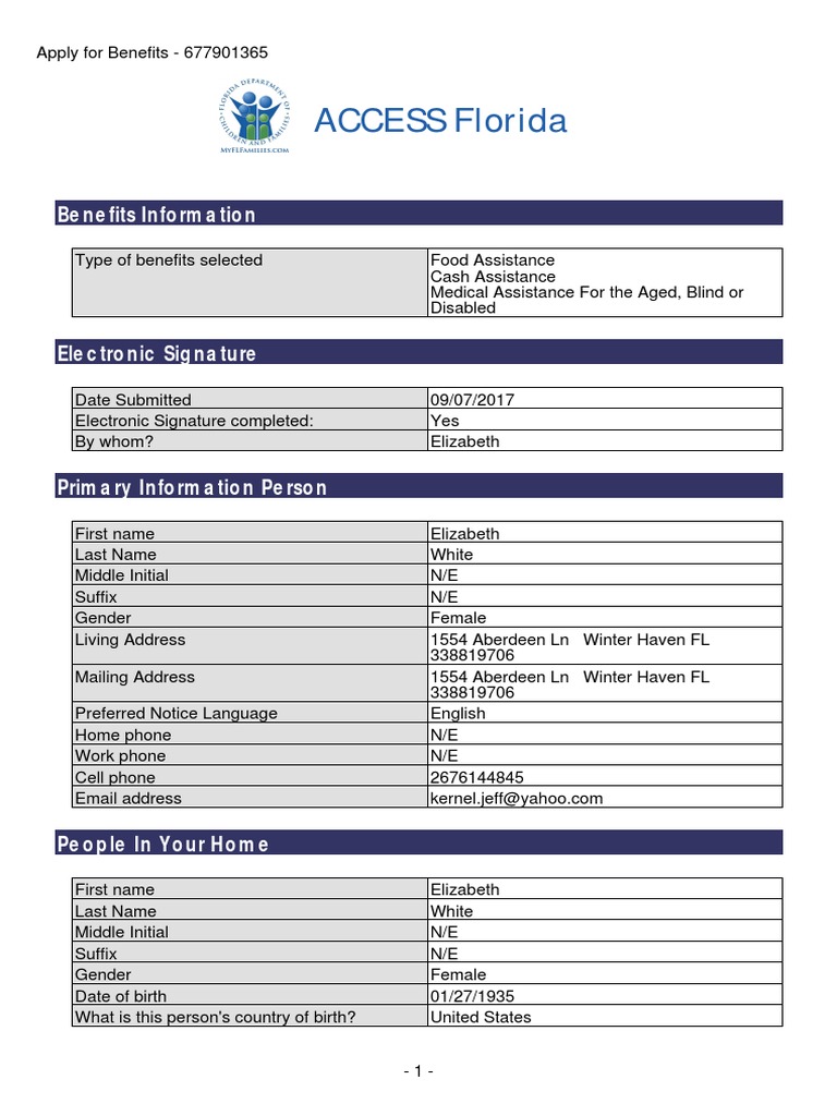 ACCESS Florida: Benefits Information | PDF | Medicare (United States ...