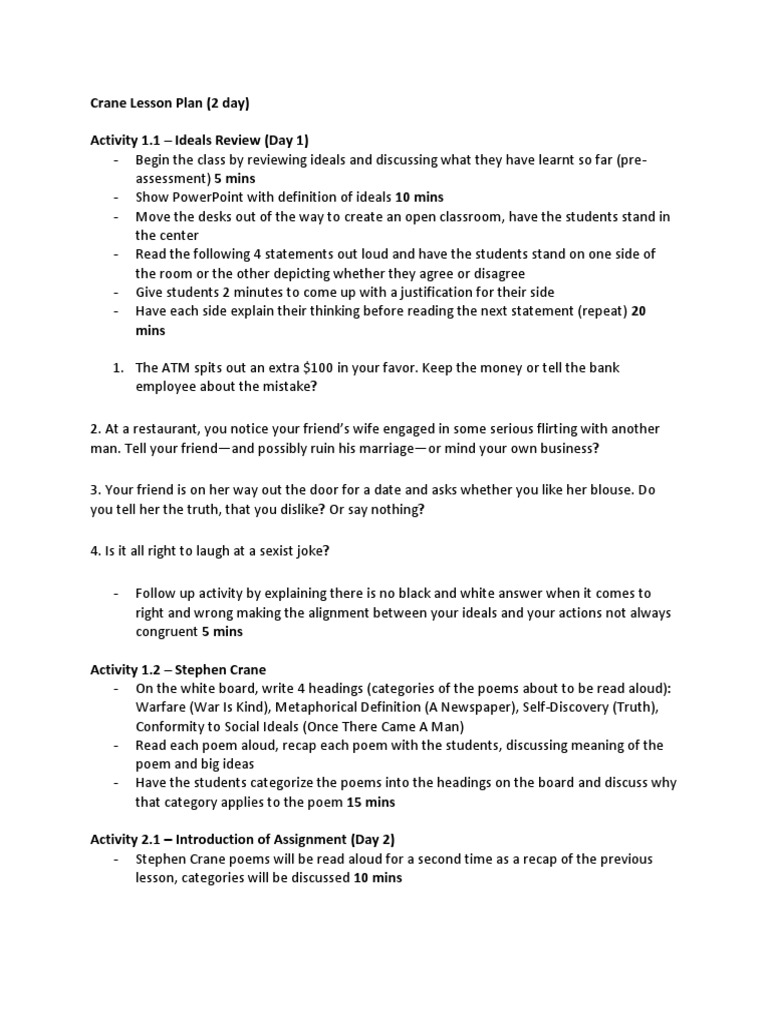 Crane Poetry Lesson Plan Overview | PDF | Reading Comprehension ...