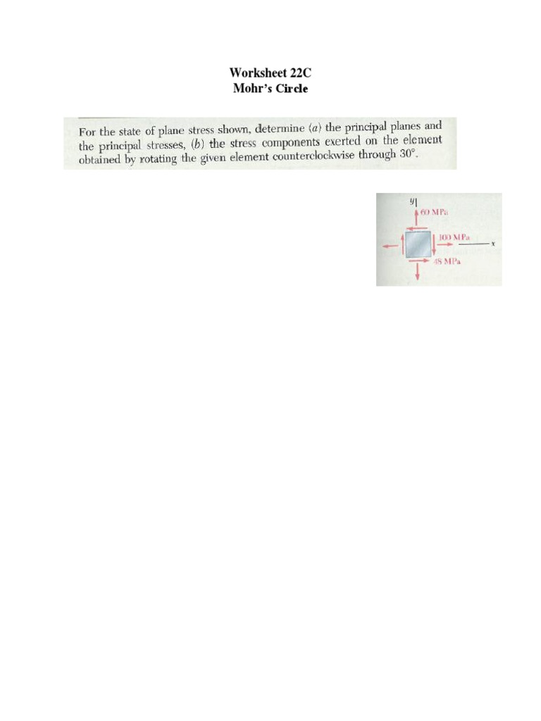 Mohr's Circle Worksheet 22C | PDF | Technology & Engineering