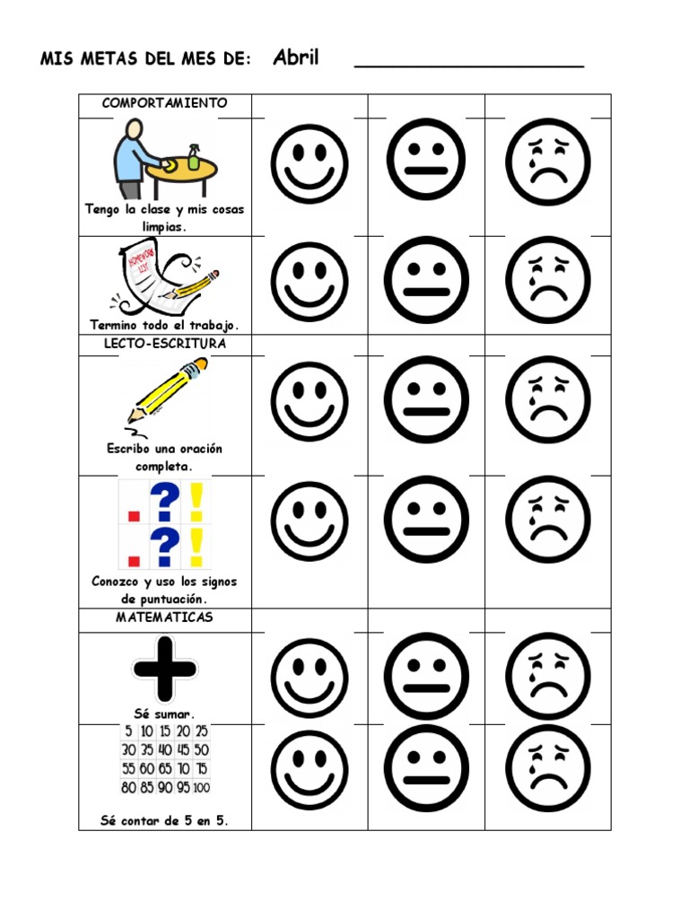 Mis Metas Del Mes Abril | PDF
