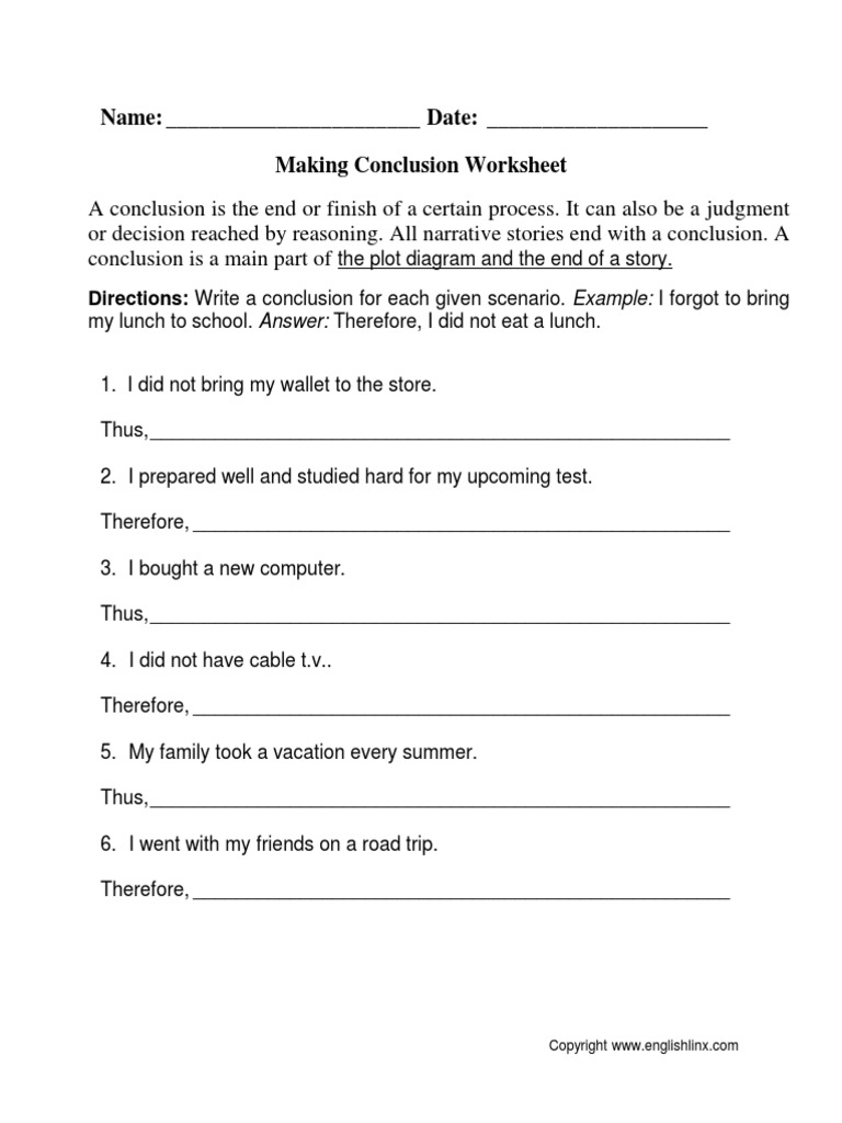 Making Conclusion Worksheet | PDF