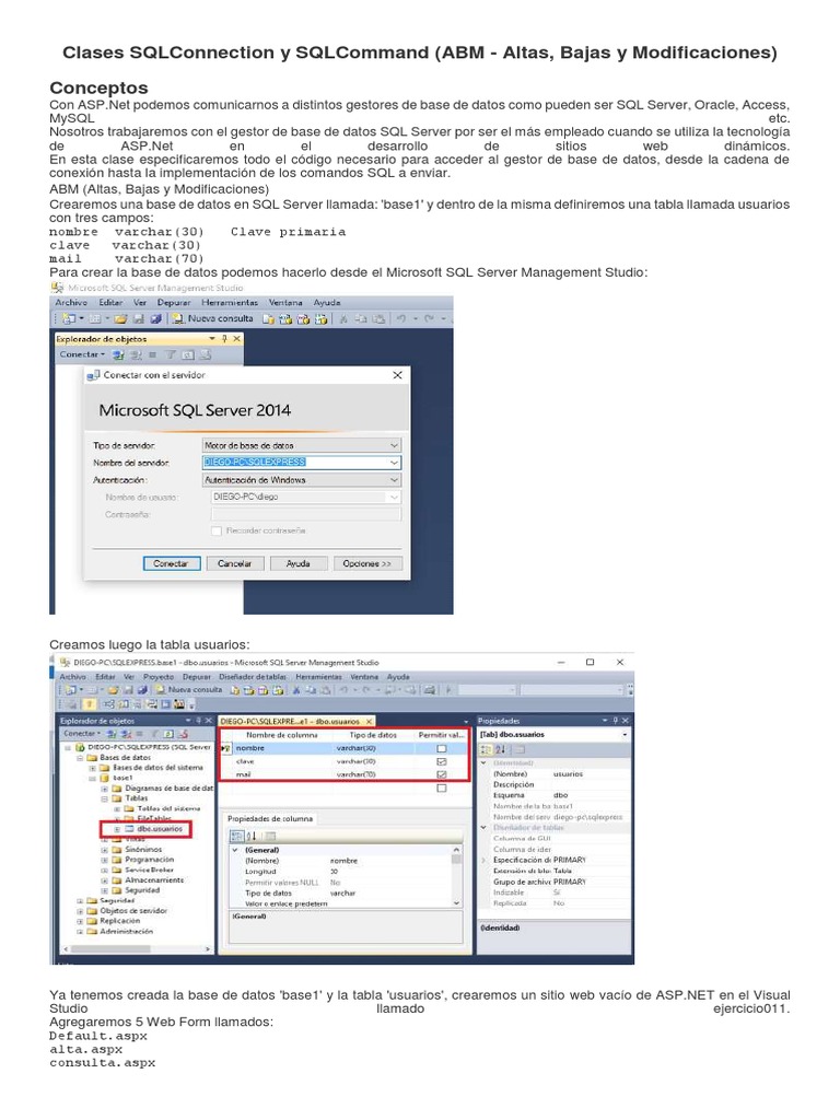 1.lectura - Clases SQLConnection y SQLCommand | PDF | Servidor SQL de ...