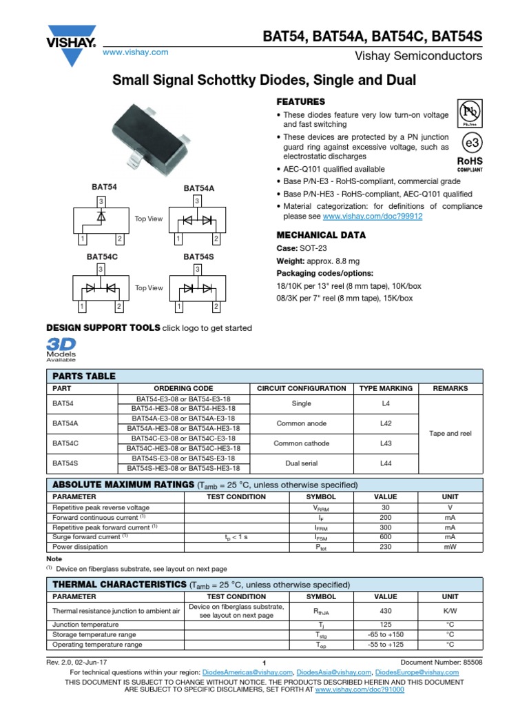 BAT54 | PDF | Diode | Electronics