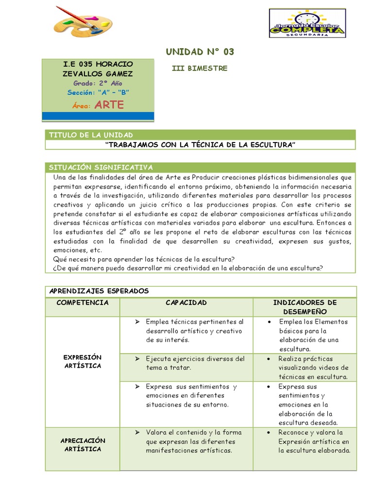 UNIDAD #03 - ARTE. Modificar | PDF | Escultura | Pinturas